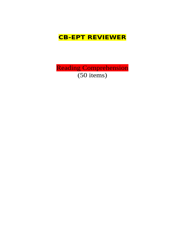 CB-EPT Reading Comprehension Guide | PDF | Odyssey | Homer