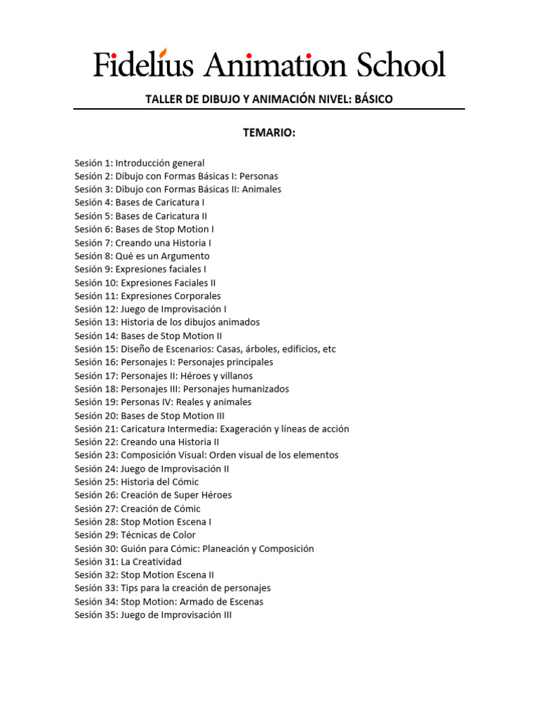 Programa Talleres Nivel Basico | PDF
