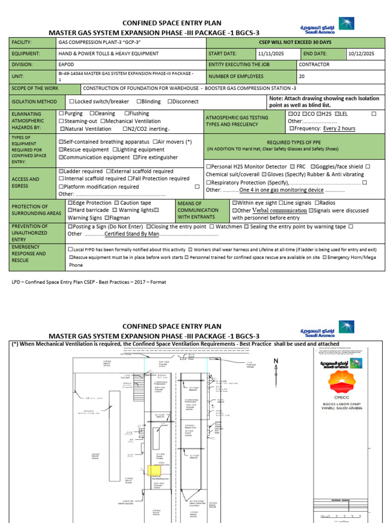 CPECC Laydown - Confined Space Entry Plan | PDF | Personal Protective Equipment | Occupational ...