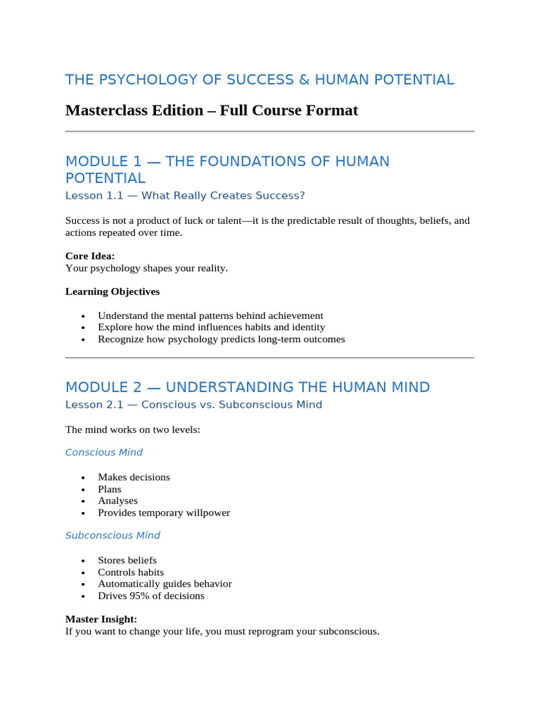 The Psychology of Success & Human Potential | PDF | Motivational ...