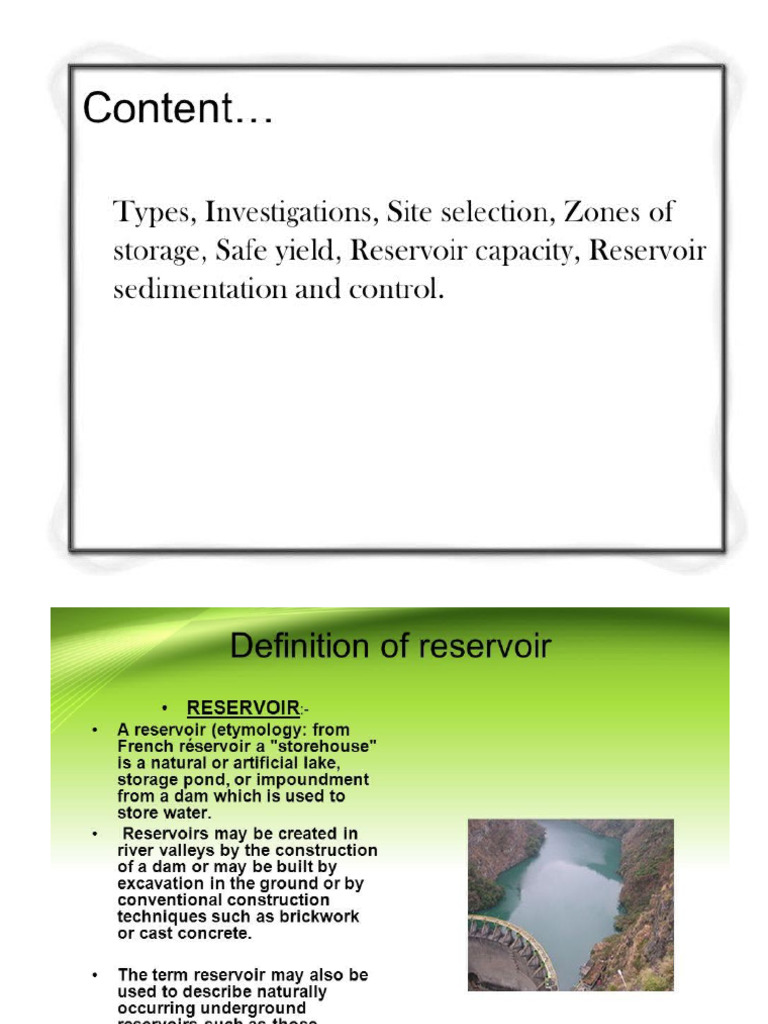 Reservoir Planning | PDF | Erosion | Sediment