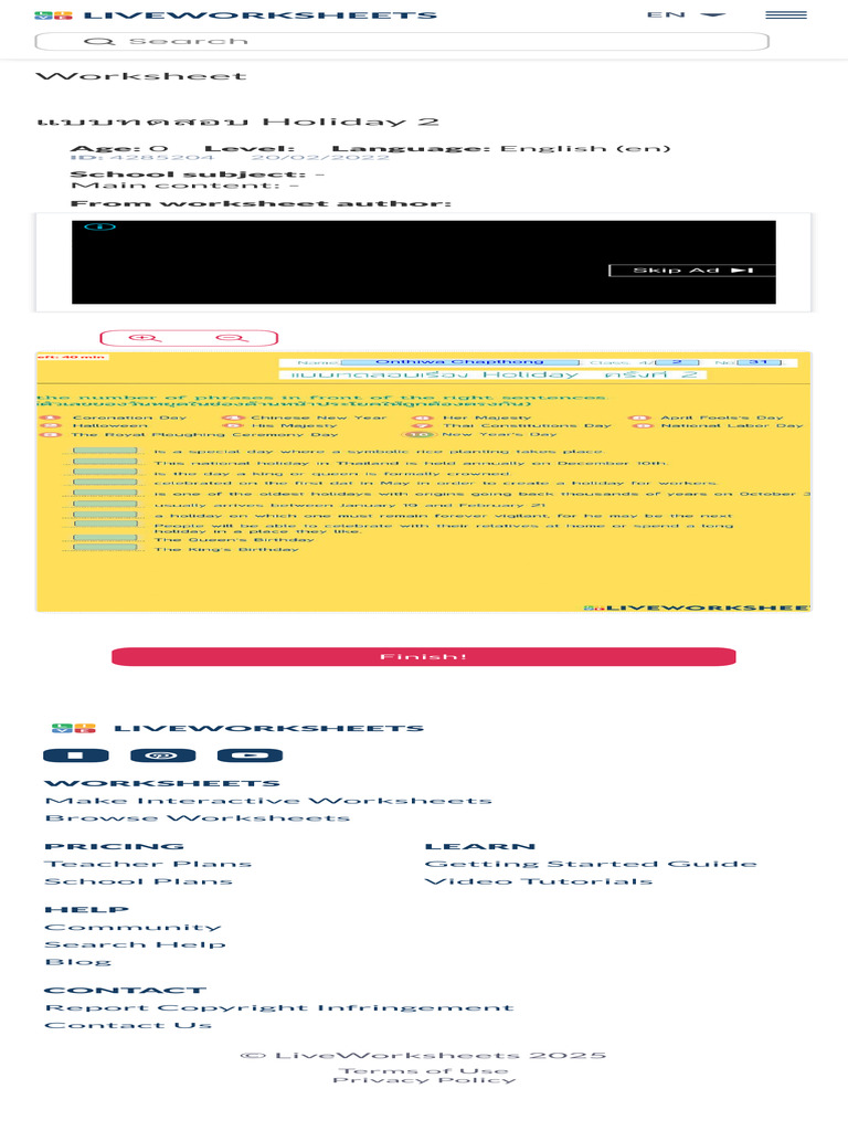 Worksheet LiveWorksheets 2 | PDF