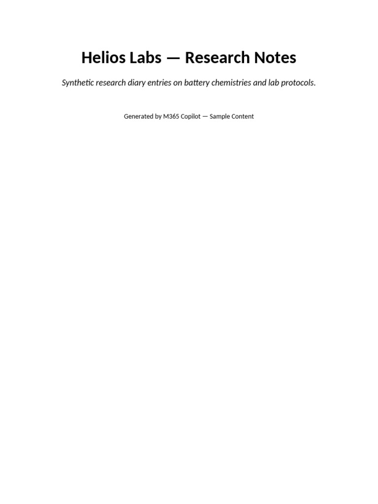 02 Helios Labs Research Notes | PDF