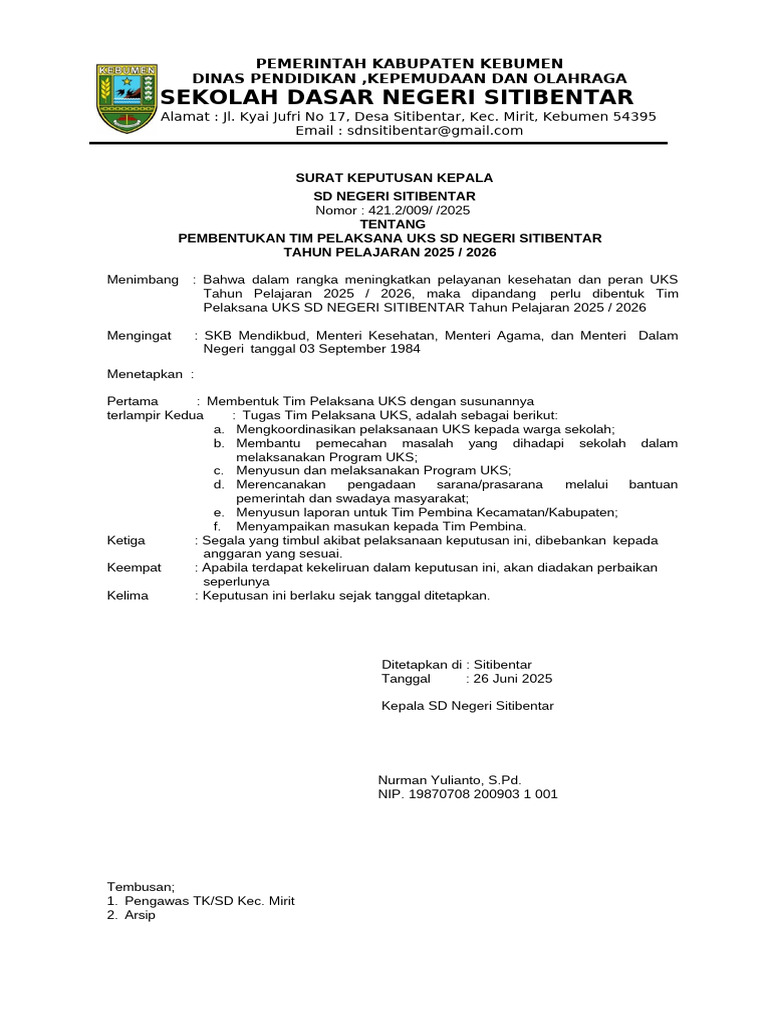 SK TIM UKS 2025-2026 | PDF