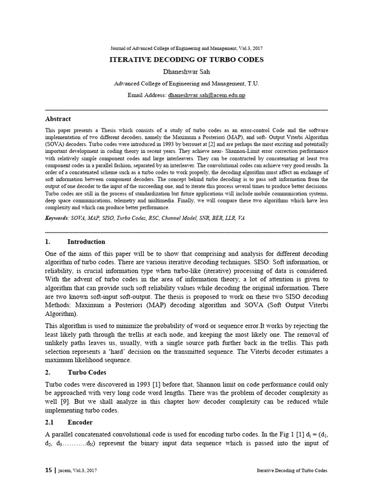 Iterative Decoding of Turbo Codes 2z9a041bs3 - 251111 - 101607 | PDF ...