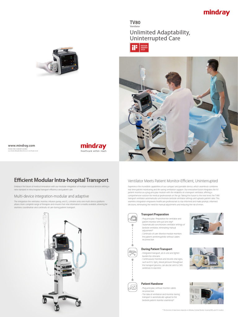 Mindray TV80 Brochure | PDF | Cardiopulmonary Resuscitation | Transport