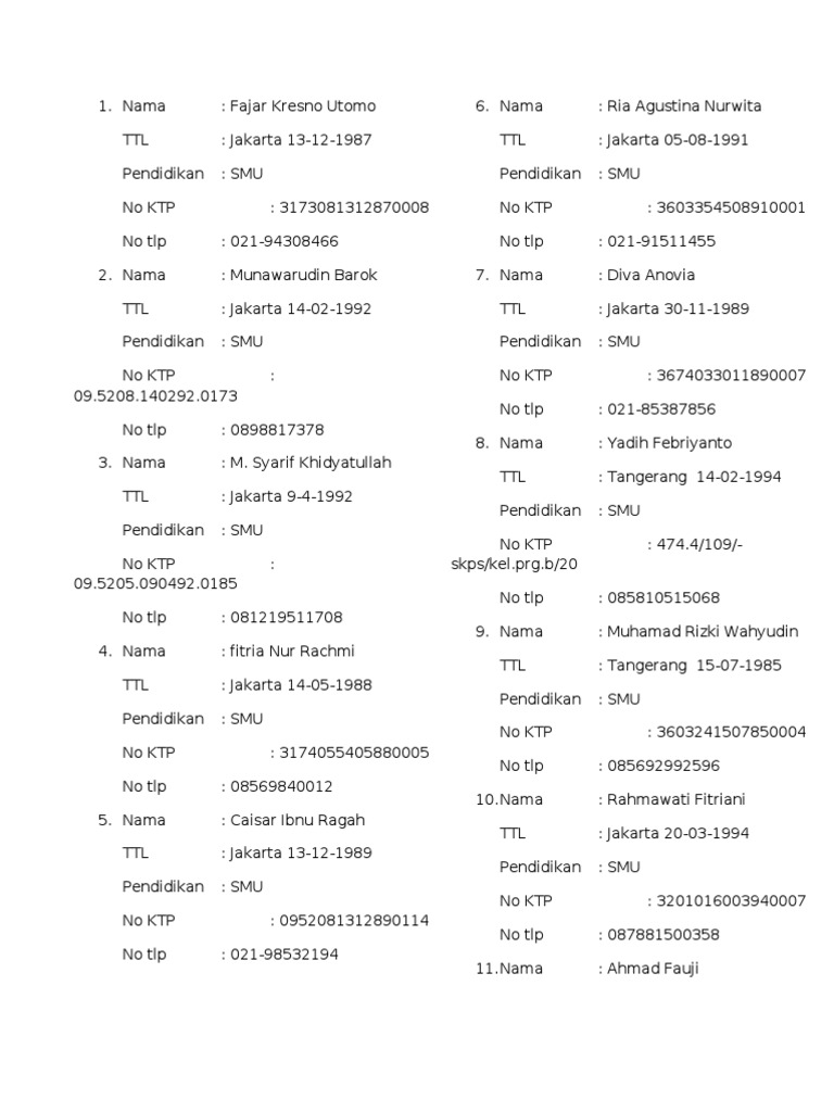 Daftar Kontak Lulusan SMU | PDF | Perjalanan