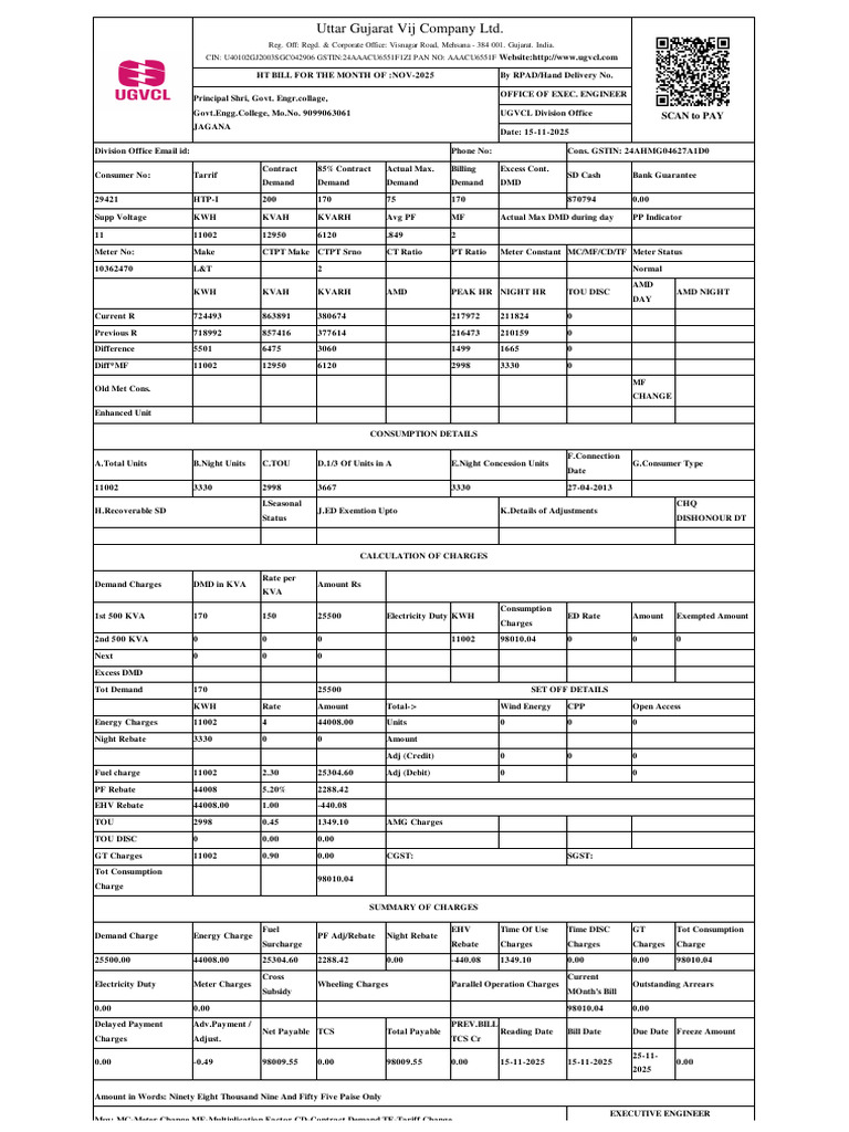 Bill Form | PDF | Electric Power | Power (Physics)
