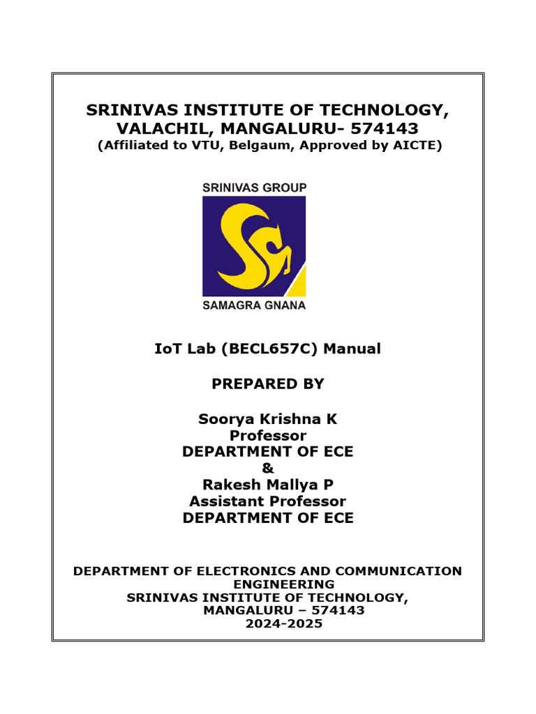 IoT LabManual BEC657C SooryaKrishna, Rakesh | PDF | Engineering ...