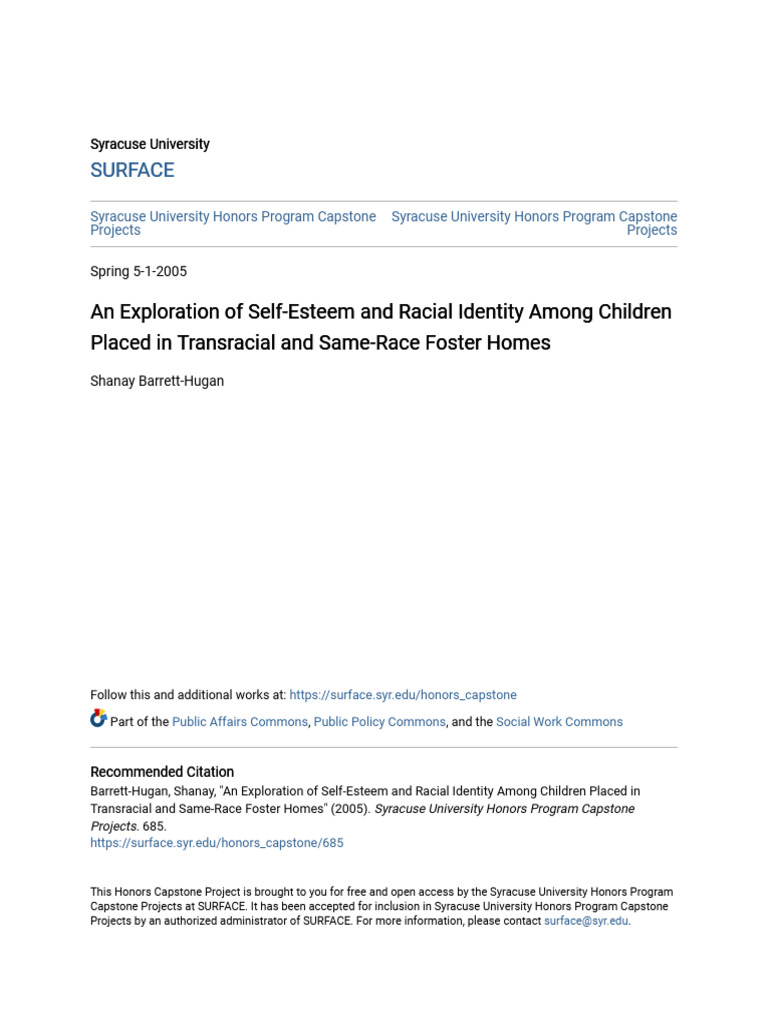 An Exploration of Self-Esteem and Racial Identity Among Children | PDF ...