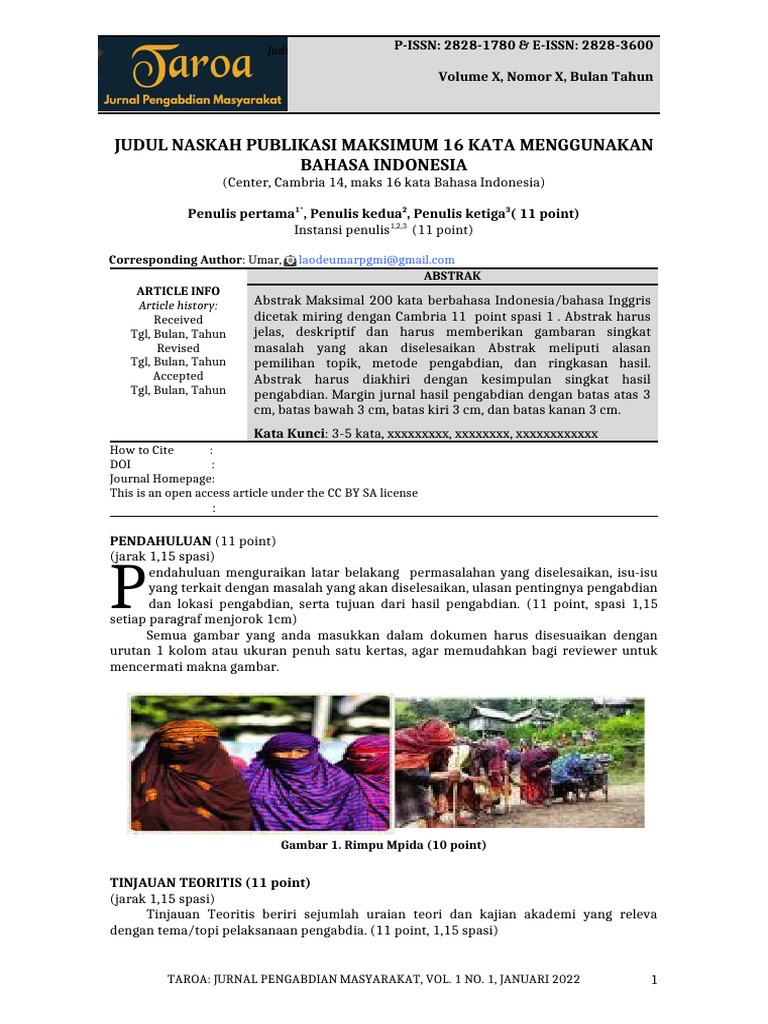 Template Jurnal Taroa Iaim Bima | PDF