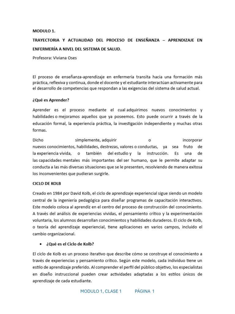 Modulo #1 Clase 1 | PDF | Aprendizaje | Educación para la salud