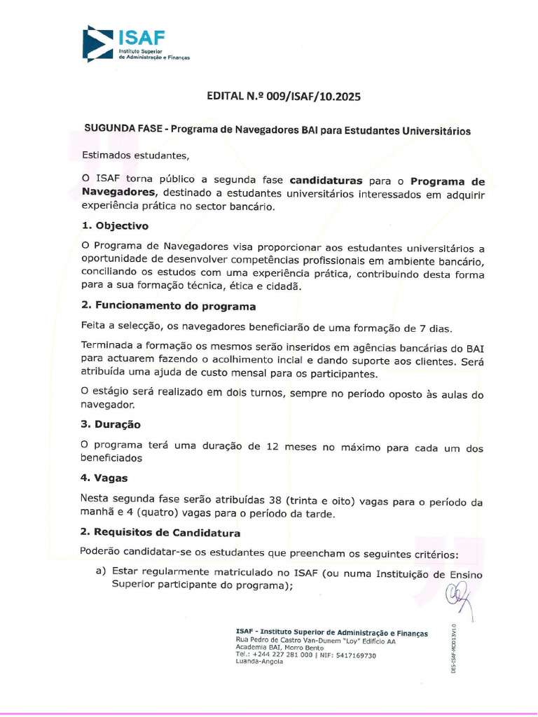 Edital 009 2. Fase Do Programa de Navegadores BAI | PDF