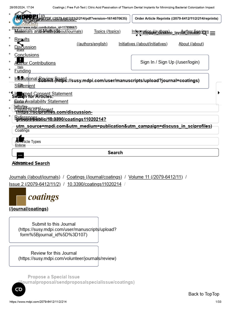 Coatings _ Free Full-Text _ Citric Acid Passivation of Titanium Dental ...