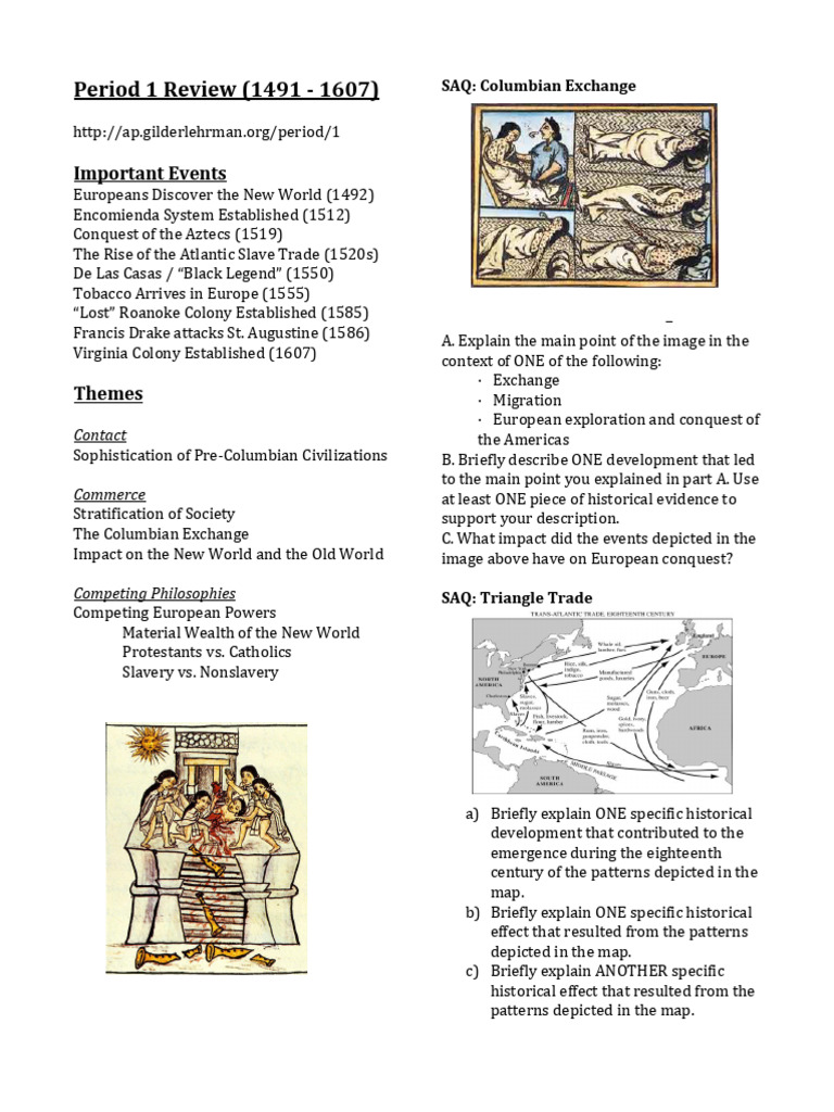 APUSH Period 1 Review | PDF | European Colonization Of The Americas ...