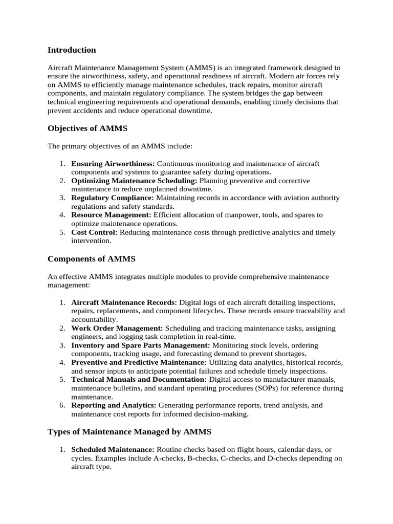 Aircraft Maintenance Management System Overview | PDF | Business ...