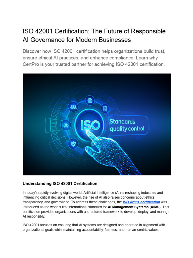 ISO 42001 Certification for Ethical AI | PDF | Artificial Intelligence ...