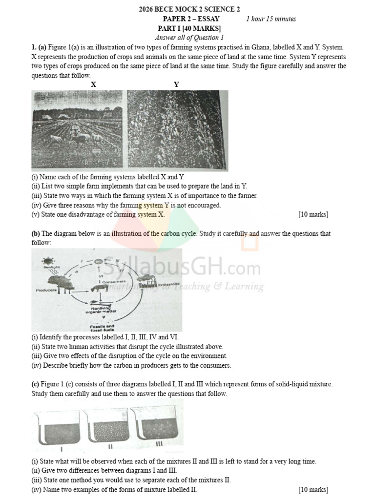 2026 BECE Mock Science Paper 2 | PDF | Food Web