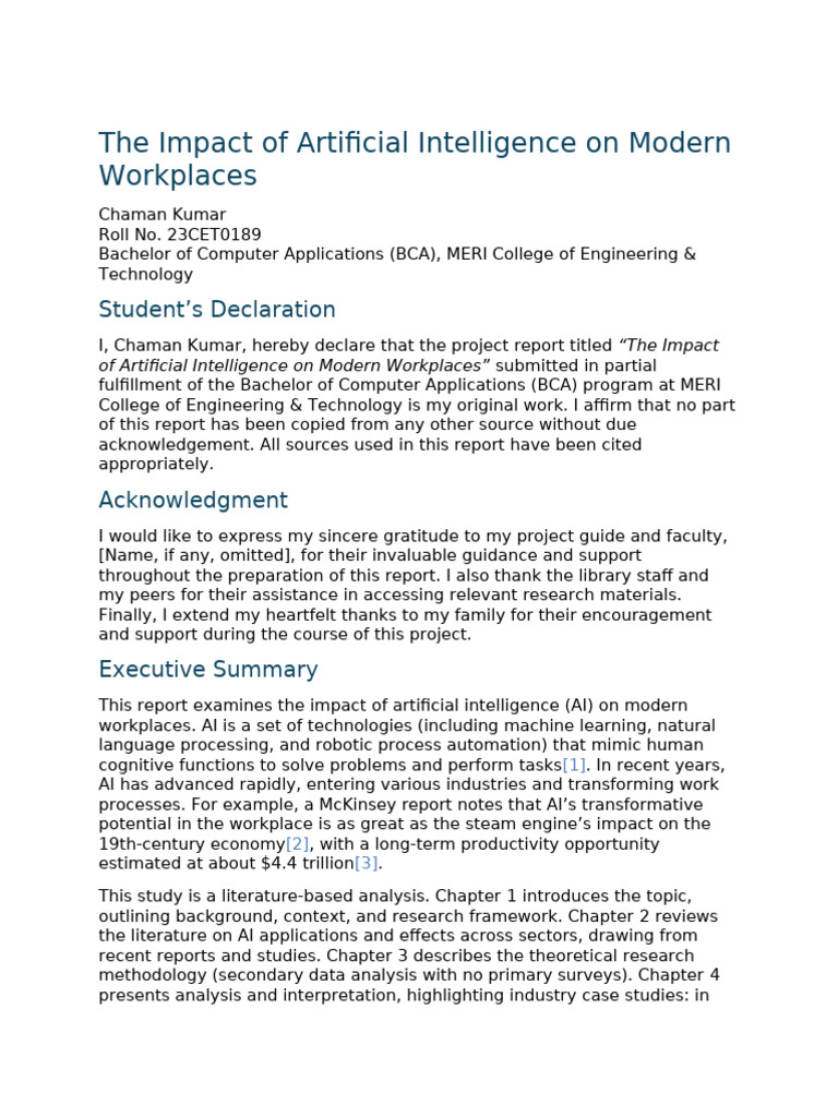 AI's Influence on Modern Workplaces | PDF | Artificial Intelligence ...