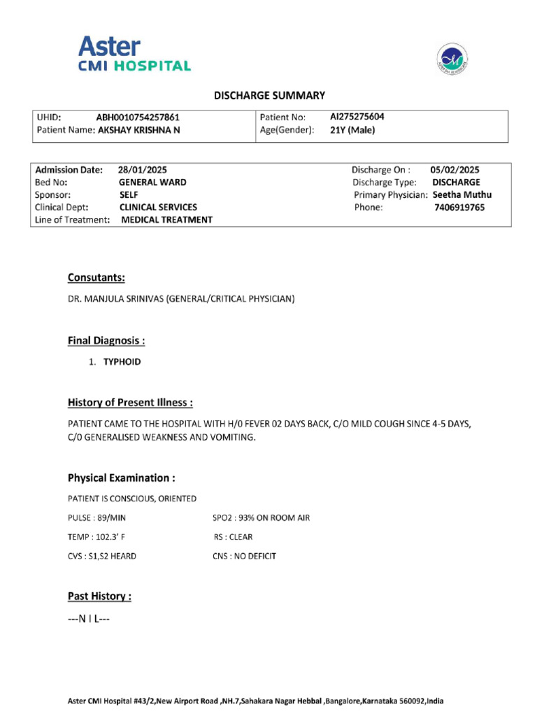 Akshay Krishna N | PDF | Hospital | Patient