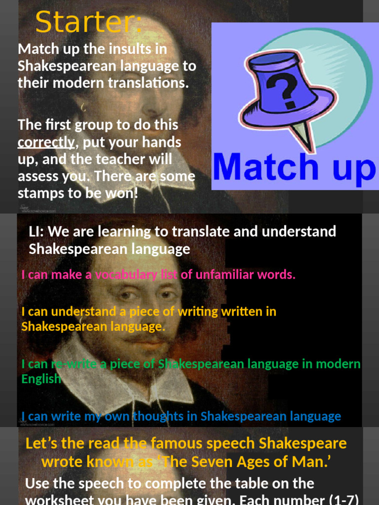 Y7 Shakespeare Language - Week 2 | PDF