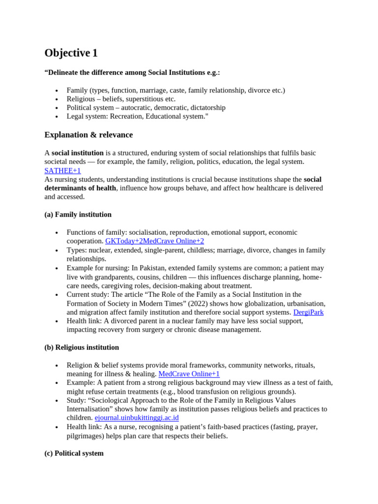 Understanding Social Institutions and Groups | PDF | Family | Nursing