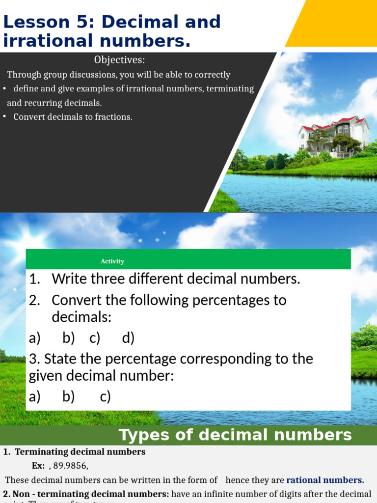 Lesson 5. Decimal and Irrational Numbers. | PDF | Numbers | Decimal
