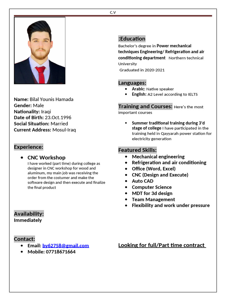 Bilal CV | PDF | Engineering