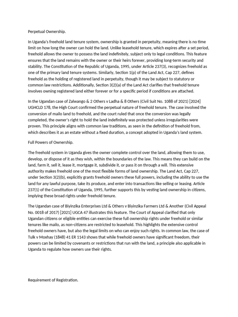 X-Tics of Freehold Tenure | PDF | Fee Simple | Leasehold Estate