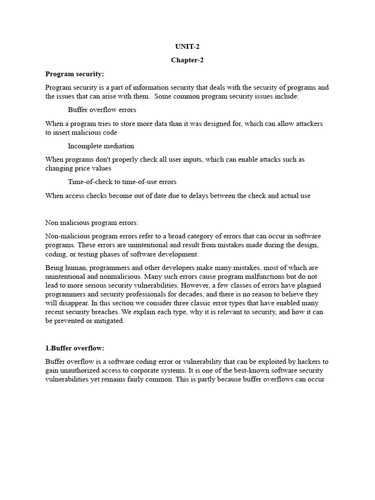 UNIT-2 Chapter-2 Program Security | PDF | Computer Virus | Security