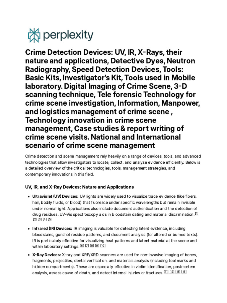 Advanced Crime Scene Technologies | PDF | Crime Scene | Ultraviolet