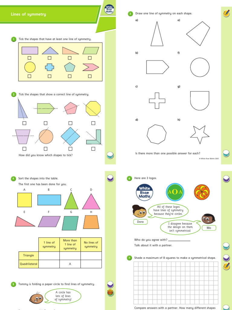 Lines of Symmetry and Coordinates Activities | PDF | Shape | Symmetry