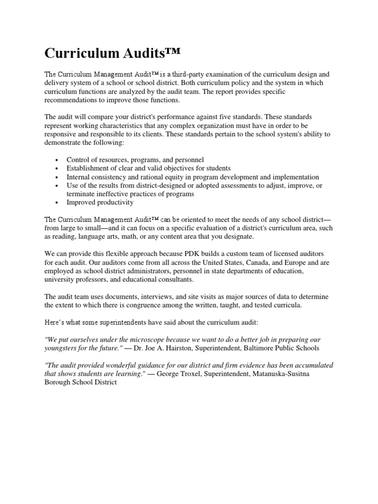 Curriculum Audits | Curriculum | Audit | Free 30-day Trial | Scribd