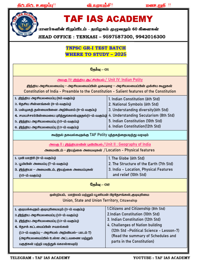 Saathanai Group 1 Batch Where Tostudy | PDF | Tamil Nadu | Science