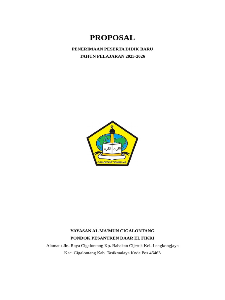 PPDB 2025-2026 Pondok Pesantren Daar El Fikri | PDF