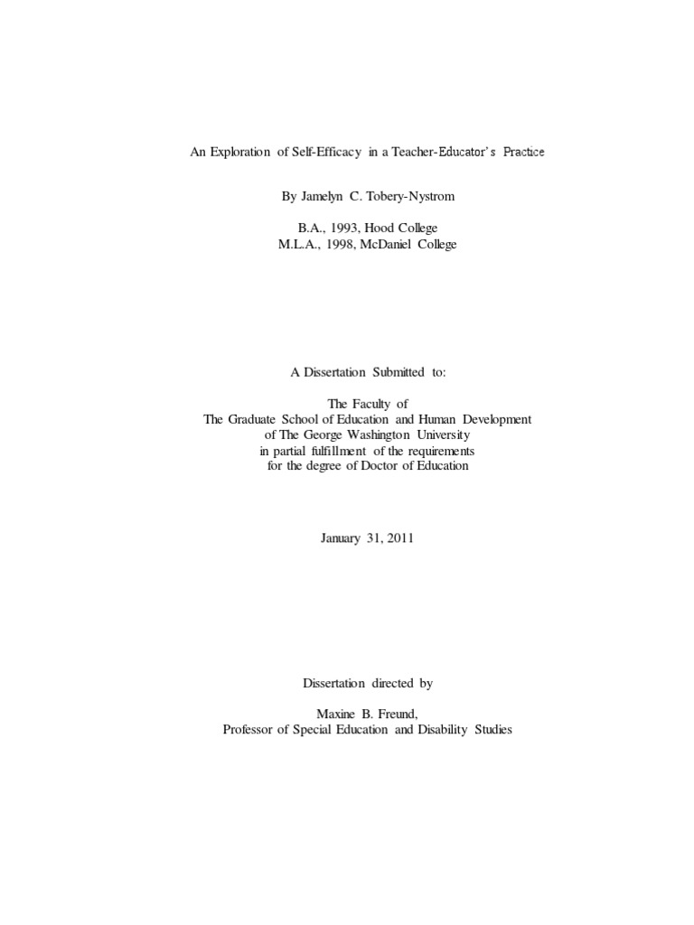 Dissertation | PDF | Self Efficacy | Reflective Practice