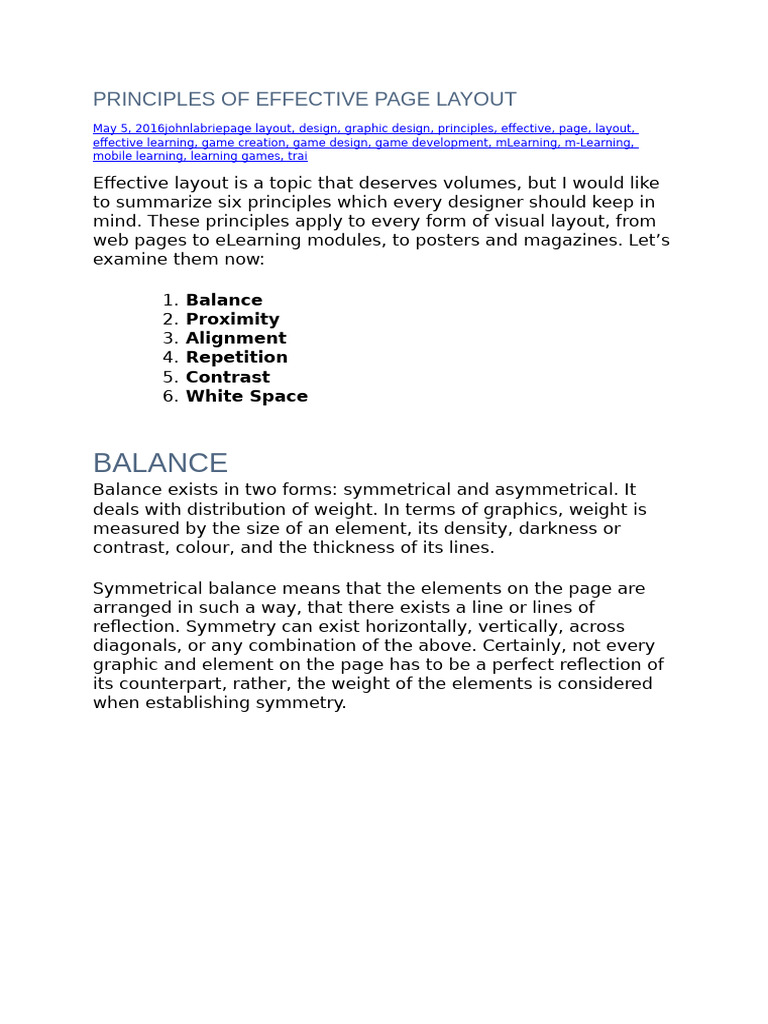 Balance: Principles of Effective Page Layout | PDF | Symmetry | Page Layout