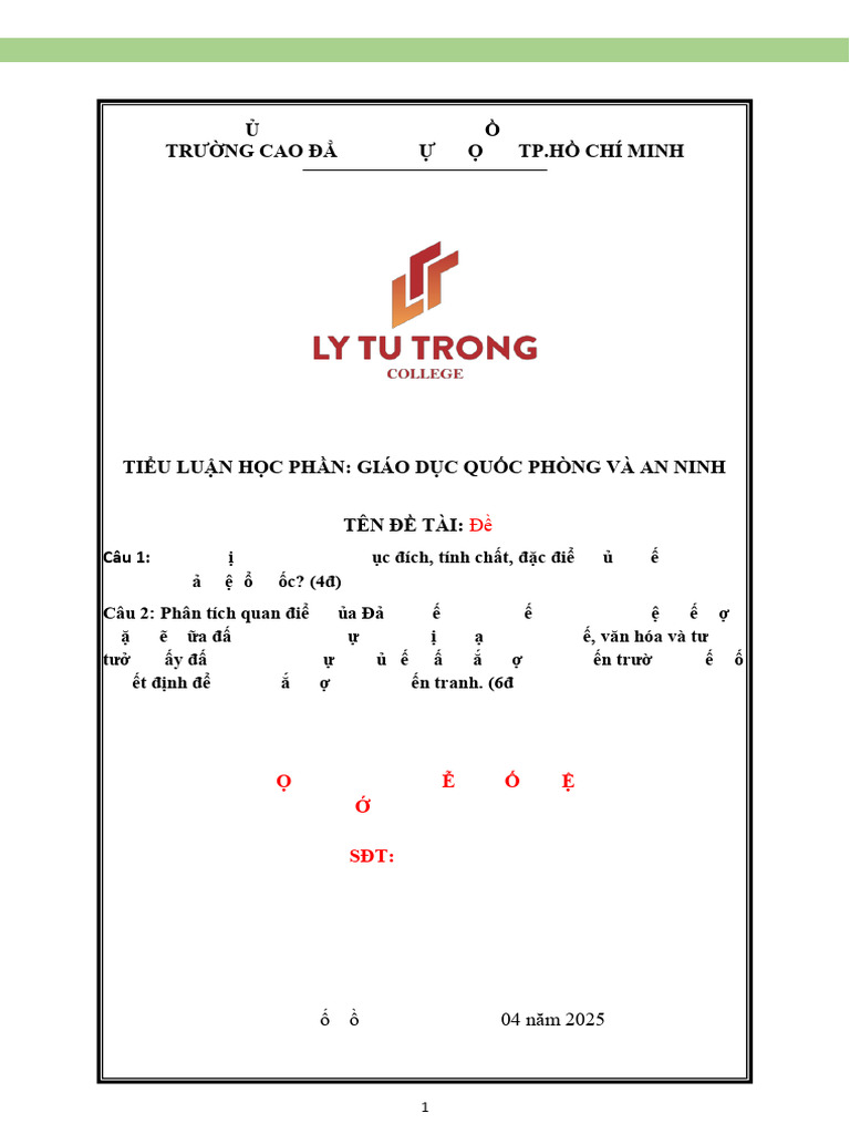 Bai Tieu Luan GDQP Nguyenquocviet-24003952 | PDF