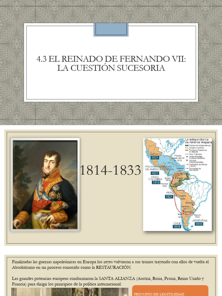 Reinado de Fernando VII: Absolutismo y Liberalismo | PDF