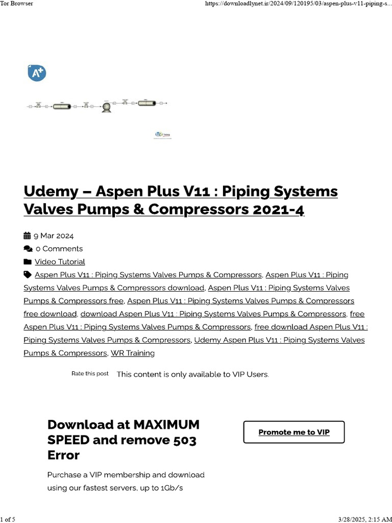 Aspen Plus Piping Systems Valves and Compressors | PDF