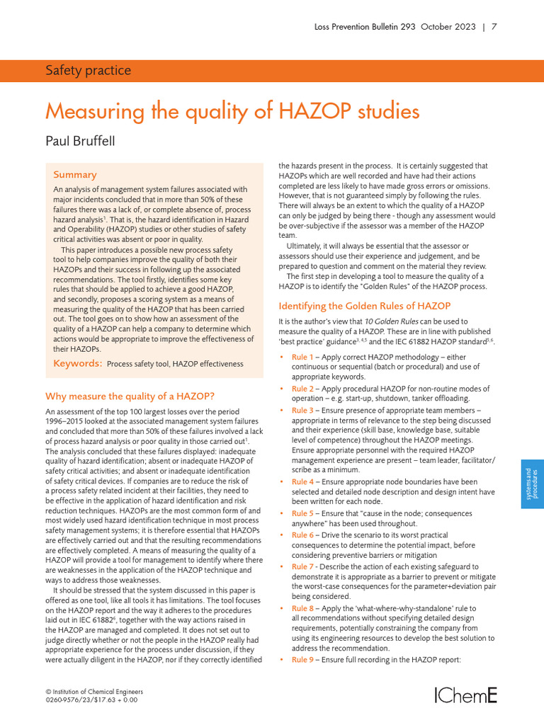 Measuring HAZOP Quality for Safety | PDF | Safety