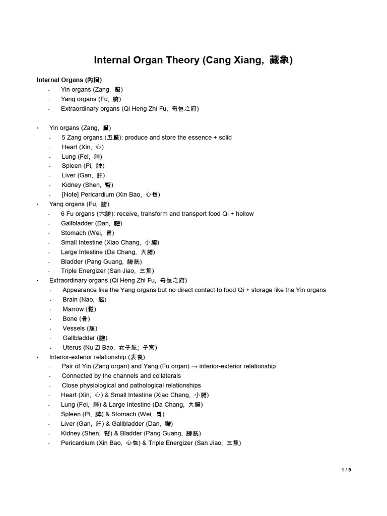 Internal Organ Theory in TCM Overview | PDF | Anatomy