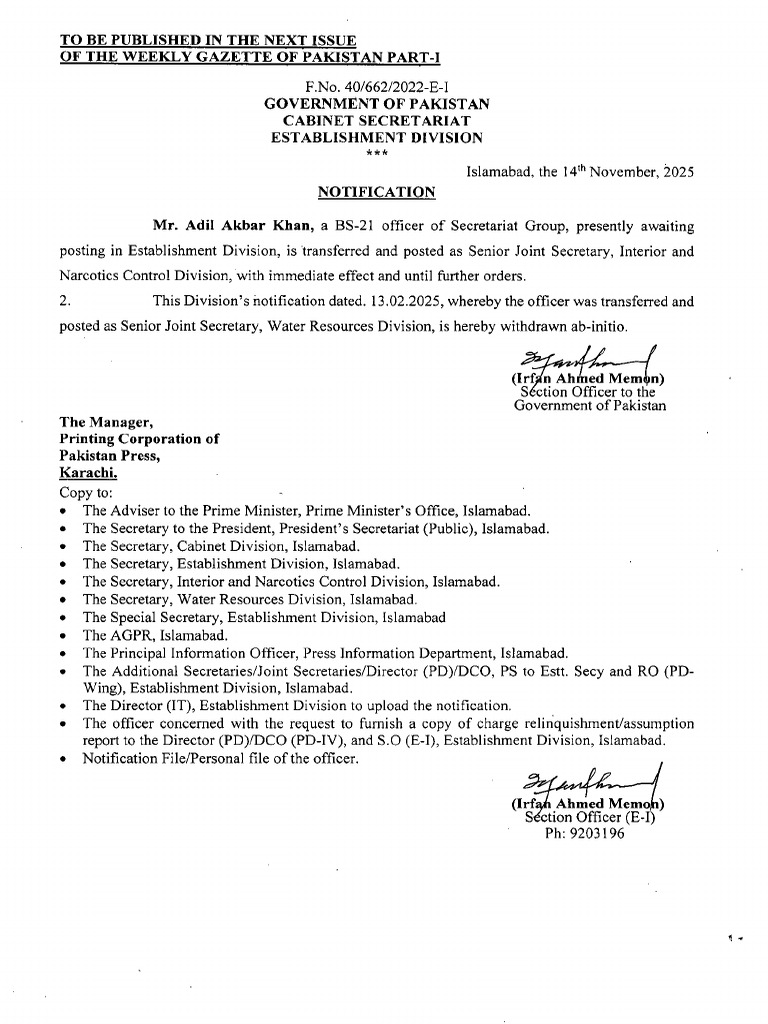This Division - S Notifications Fer and Posting of SG Officers 8 | PDF ...