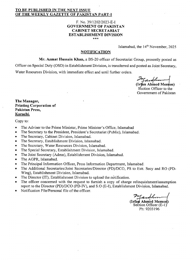 Transfer Notification for Joint Secretary | PDF | Politics Of Asia ...