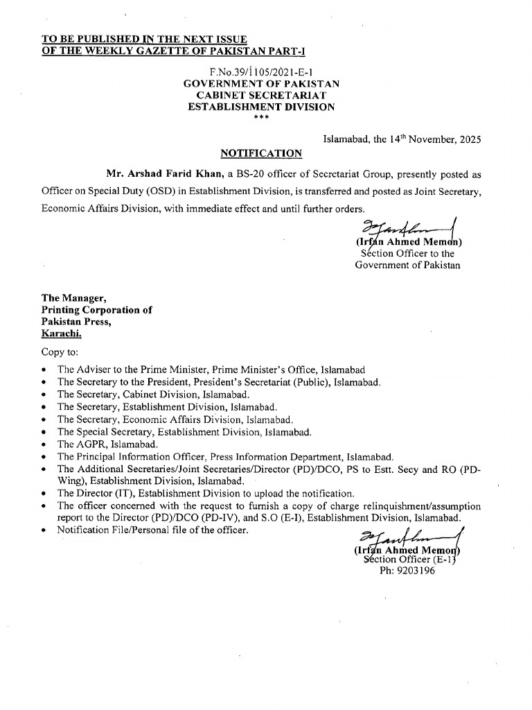 This Division - S Notifications Fer and Posting of SG Officers 4 | PDF ...