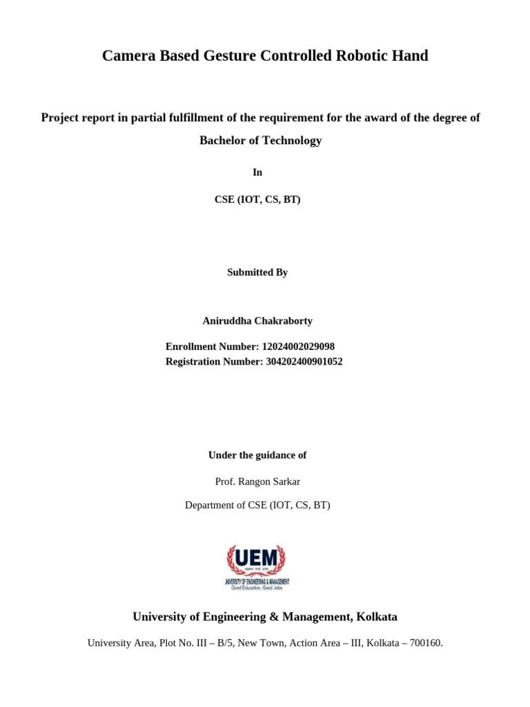 Project Report - Swastika Roy - 2025 | PDF | Robotics | Computer Vision