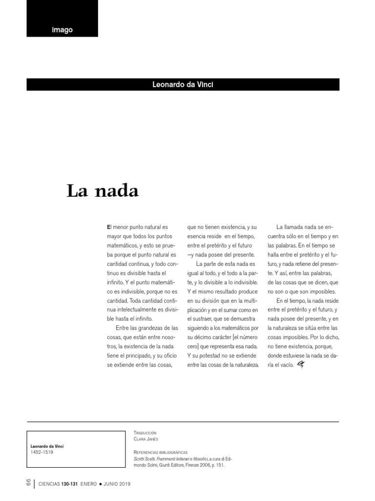 Leonardo Da Vinci - LA NADA | PDF