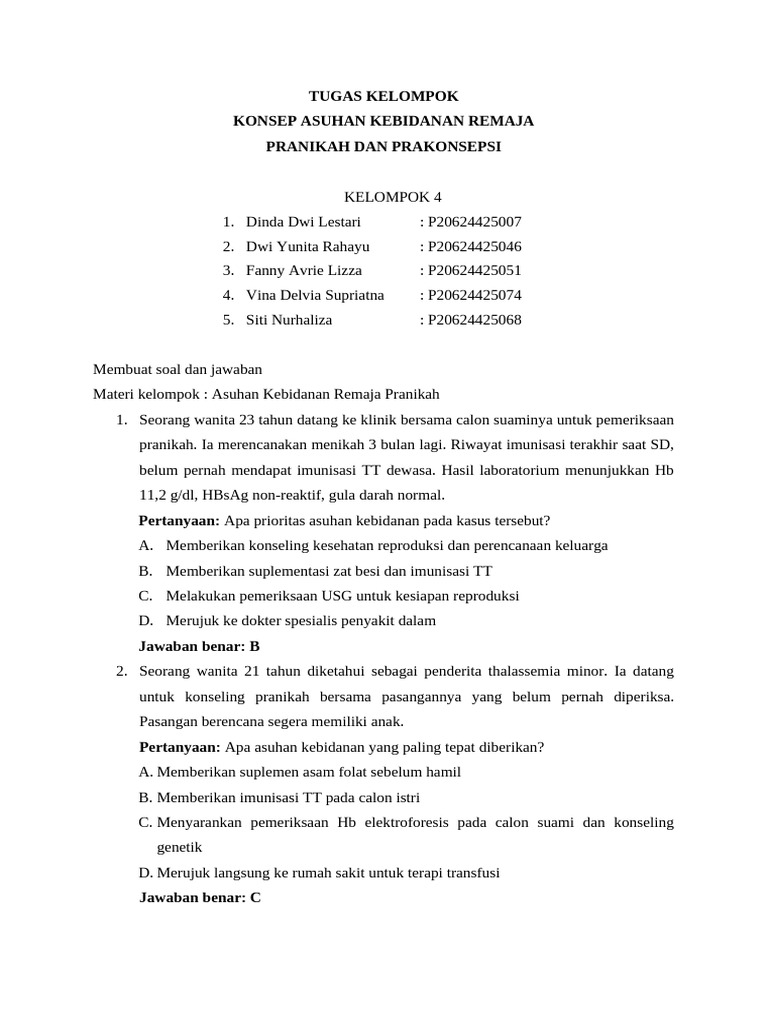 TUGAS KELOMPOK 4 KONSEP ASKEB PRANIKAH-2 Salinan | PDF