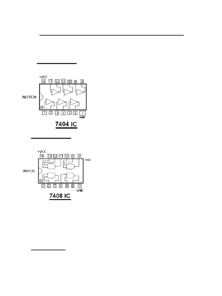Logic Gates PIN Configuration Diagrams | PDF