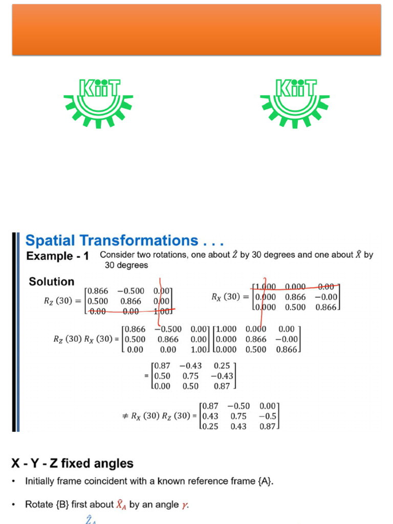 Fixed and Euler Angle Representation (Module-5) | PDF